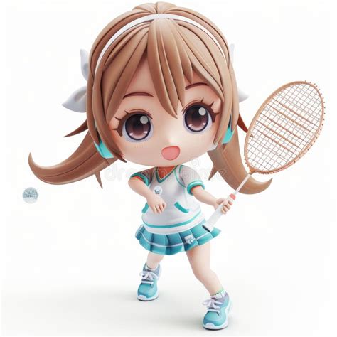 Cute Chibi Girl Playing Badminton Stock Illustration Illustration Of