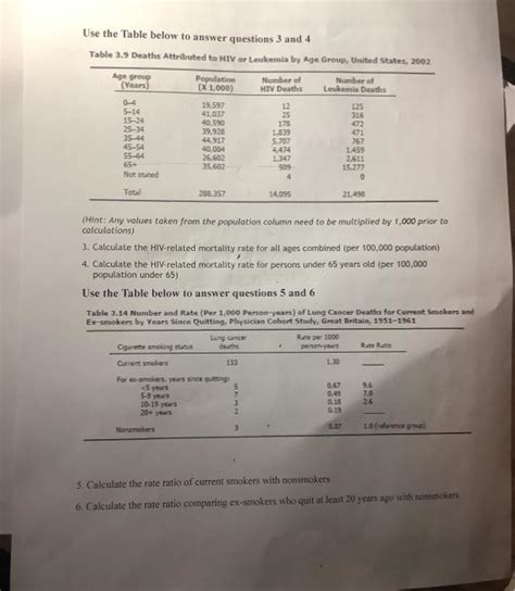 solved use the table below to answer questions 3 and 4 table