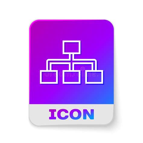 White Line Business Hierarchy Organogram Chart Infographics Icon Isolated On White Background