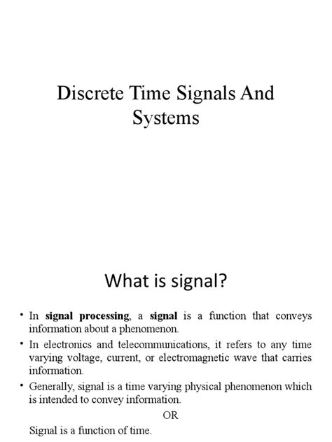 Unit 1 Discrete Time Signals And Systems Pdf Analog To Digital