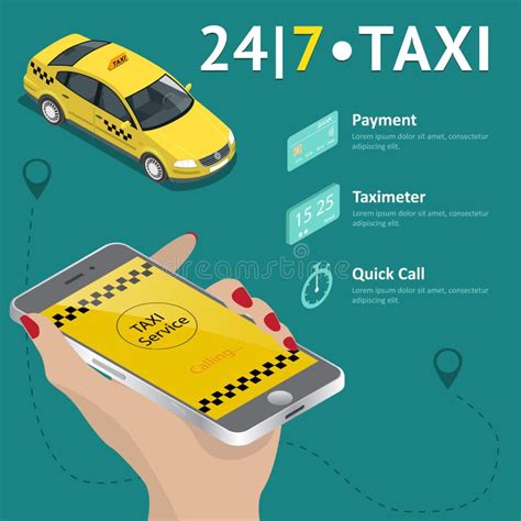 Taxi Service Taxi Mobile App Template Set Smartphone And Touchscreen Map And Pointer Gps