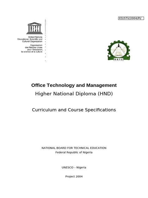 Hnd Office Technology Management Nbte Curriculum 69 1 Pdf