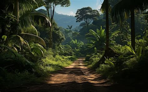 Premium AI Image Palm Trees And Earthy Forest Generative Ai