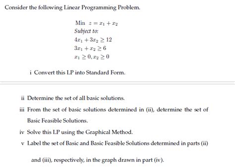 Solved Consider The Following Linear Programming Problem Chegg