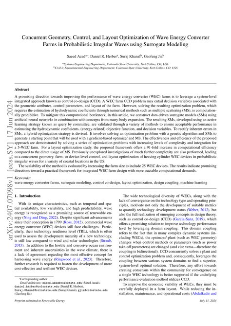 pdf concurrent geometry control and layout optimization of wave
