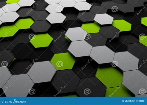 Rendering Of Futuristic Surface With Hexagons Stock Illustration Illustration Of Geometric