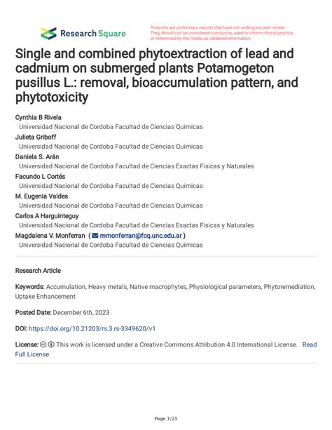 Pdf Single And Combined Phytoextraction Of Lead And Cadmium On