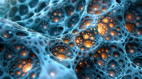 Premium Photo Intricate Blue Organic Mesh Structure With Glowing