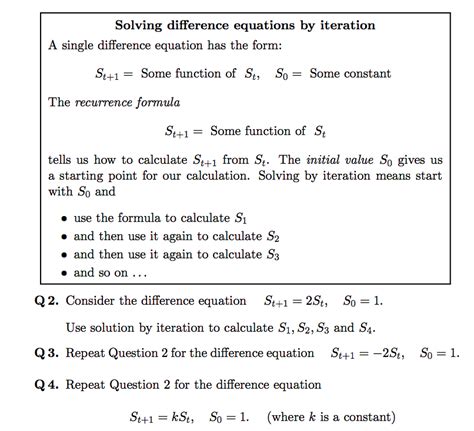 Solved Solving Difference Equations By Iteration A Single