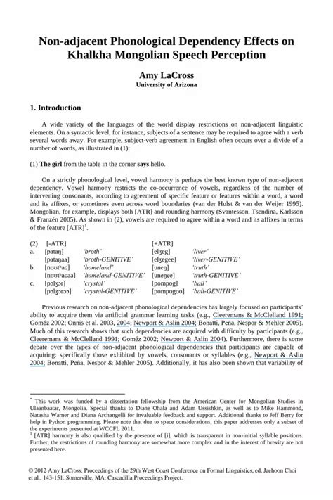 pdf non adjacent phonological dependency effects on khalkha mongolian