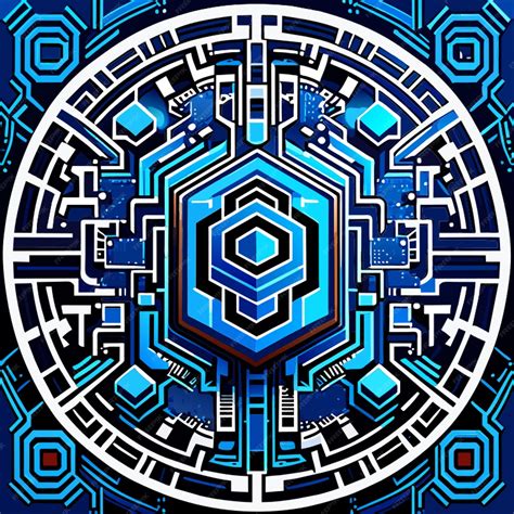 qr 바코드 파란색 회로 보드 디지털 qr 코드 벡터 일러스트 레이 션 프리미엄 벡터
