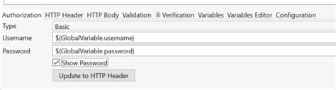 how to pass profile username password as a global variables to basic