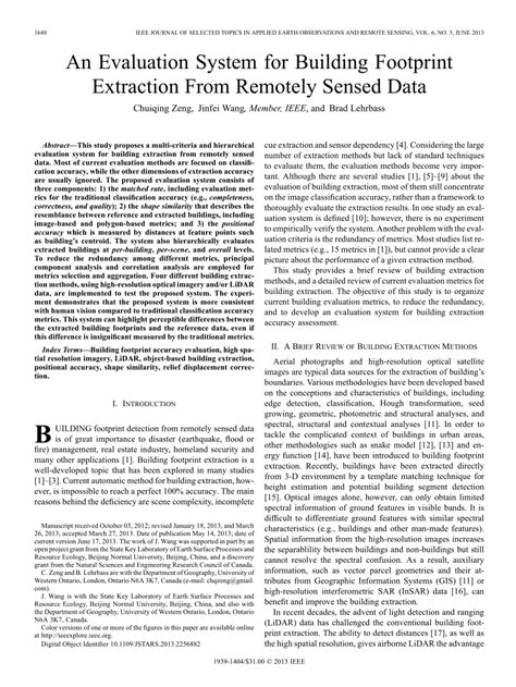 Pdf An Evaluation System For Building Footprint Extraction From Remotely Sensed Data