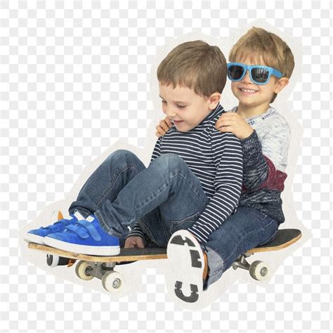 Png Boys Skateboarding Sticker Hobby Rough Cut Paper Effect