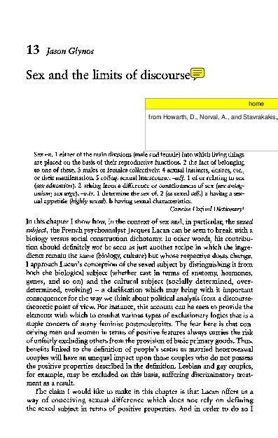 Pdf Sex And The Limits Of Discourse