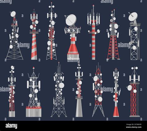 Antenna Towers Radio Tower Station For Cell Communication With Wireless Signal Telecom Network