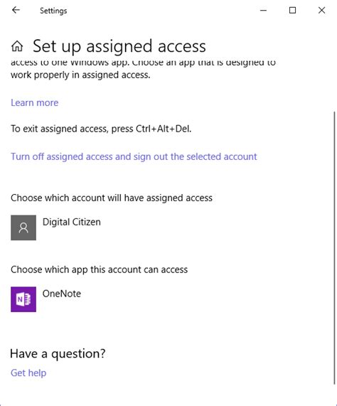 how to give access to only to one app using assigned access in windows