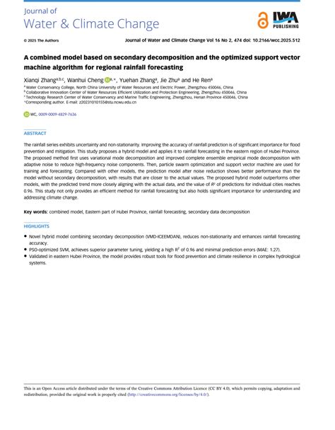 Pdf A Combined Model Based On Secondary Decomposition And The Optimized Support Vector Machine