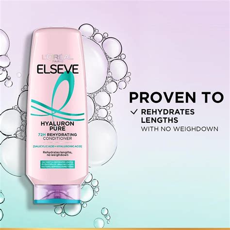 Loréal Paris Elseve Hyaluron Pure 72h Rehydrating Conditioner For Rehydrated Lengths With No