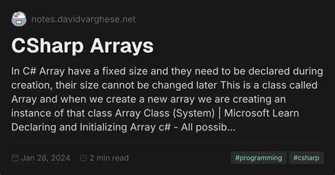 Csharp Arrays