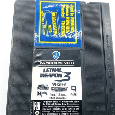 Warner Bros Media Vintage Lethal Weapon 3 Vhs Movie Cassette