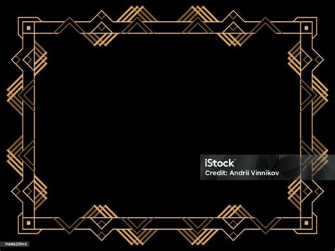 아르 데코 프레임 빈티지 선형 테두리 초대장 전단지 및 인사말 카드에 대한 템플릿을 디자인합니다 기하학적 황금 프레임 1920 년대의 스타일 1930 년대 벡터