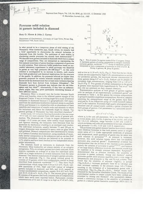Pdf Pyroxene Solid Solution In Garnets Included In Diamond