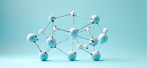 3d Rendering Of A Molecular Structure On A Blue Background Stock