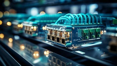 Computer Equipment In Row Secure Network Connection Stock Image Image