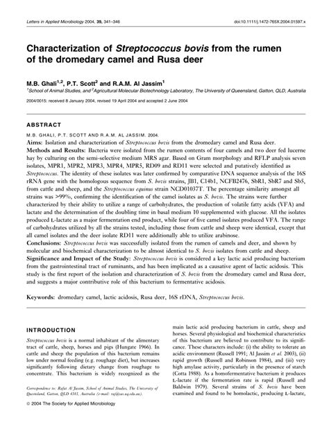 Pdf Genetic Similarity Of Streptococcus Bovis In Ruminants