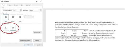How To Control A Word Tables Horizontal Alignment