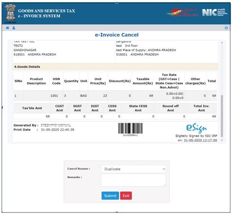 Online Process Of E Invoice Cancellation From The Portal Irp Tallyprime Book Tutorial