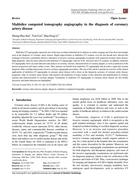 Pdf Multislice Ct Angiography In The Diagnosis Of Coronary Artery Disease