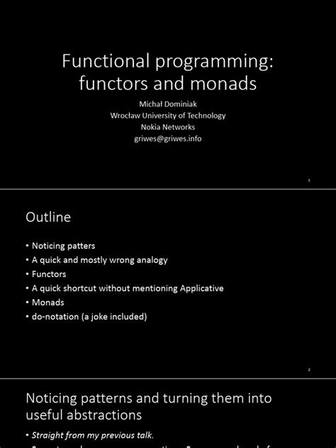 Functional Programming Functors And Monads Michał Dominiak Cppcon 2015 Pdf