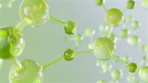 Green Glowing Molecular Structure With Atoms And Bonds On Light Green Background Premium Ai