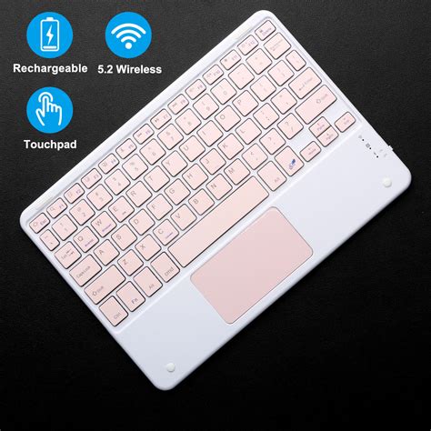 Wireless Keyboard Bluetooth Compatible 10 Inch Touchpad Keyboard Rechargeable 78 Keys For