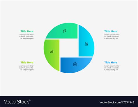 Circle Diagram Divided Into 4 Parts With A Square Vector Image