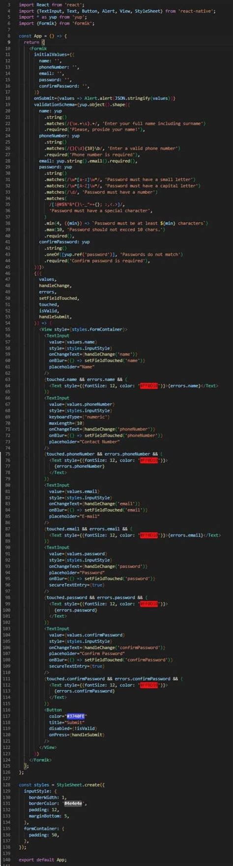 React Native Form Validation Using Formik And Yup L Mindbowser