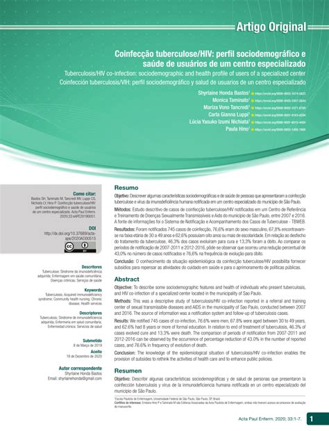 Pdf Tuberculosishiv Co Infection Sociodemographic And Health