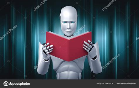3d Illustration Of Robot Humanoid Reading Book Stock Illustration By ©biancoblue 409619136