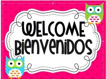 Owl Theme Spanish Welcome Sign Colorful Owl Themed Sign Owl Themed