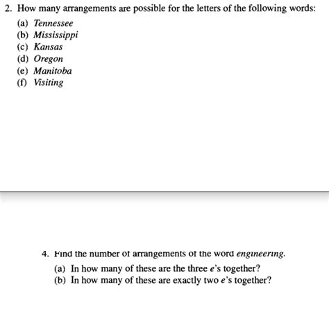 Solved 2 How Many Arrangements Are Possible For The Letters