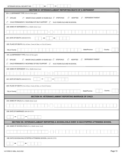 Va Form 21 686c Download Fillable Pdf Or Fill Online Application Request To Add And Or Remove