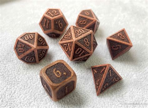 Raised Wooden Dice Set Digital Relief Polyhedral Wooden Dice Custom