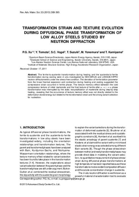 Pdf Transformation Strain And Texture Evolution During Diffusional Phase Transformation Of Low