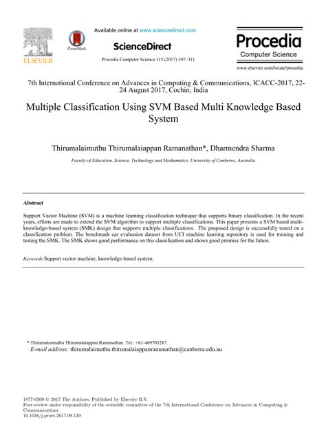Pdf Multiple Classification Using Svm Based Multi Knowledge Based System