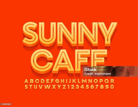 벡터 트렌디 한 템플릿 써니 카페 창조적 인 알파벳 문자와 숫자 여름에 대한 스톡 벡터 아트 및 기타 이미지 여름 컴퓨터 글자 알파벳 Istock