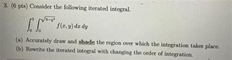 Solved Pts Consider The Following Iterated Integral Chegg