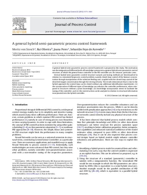 pdf a general hybrid semi parametric process control framework