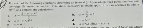 For Each Of The Following Equations Determine An